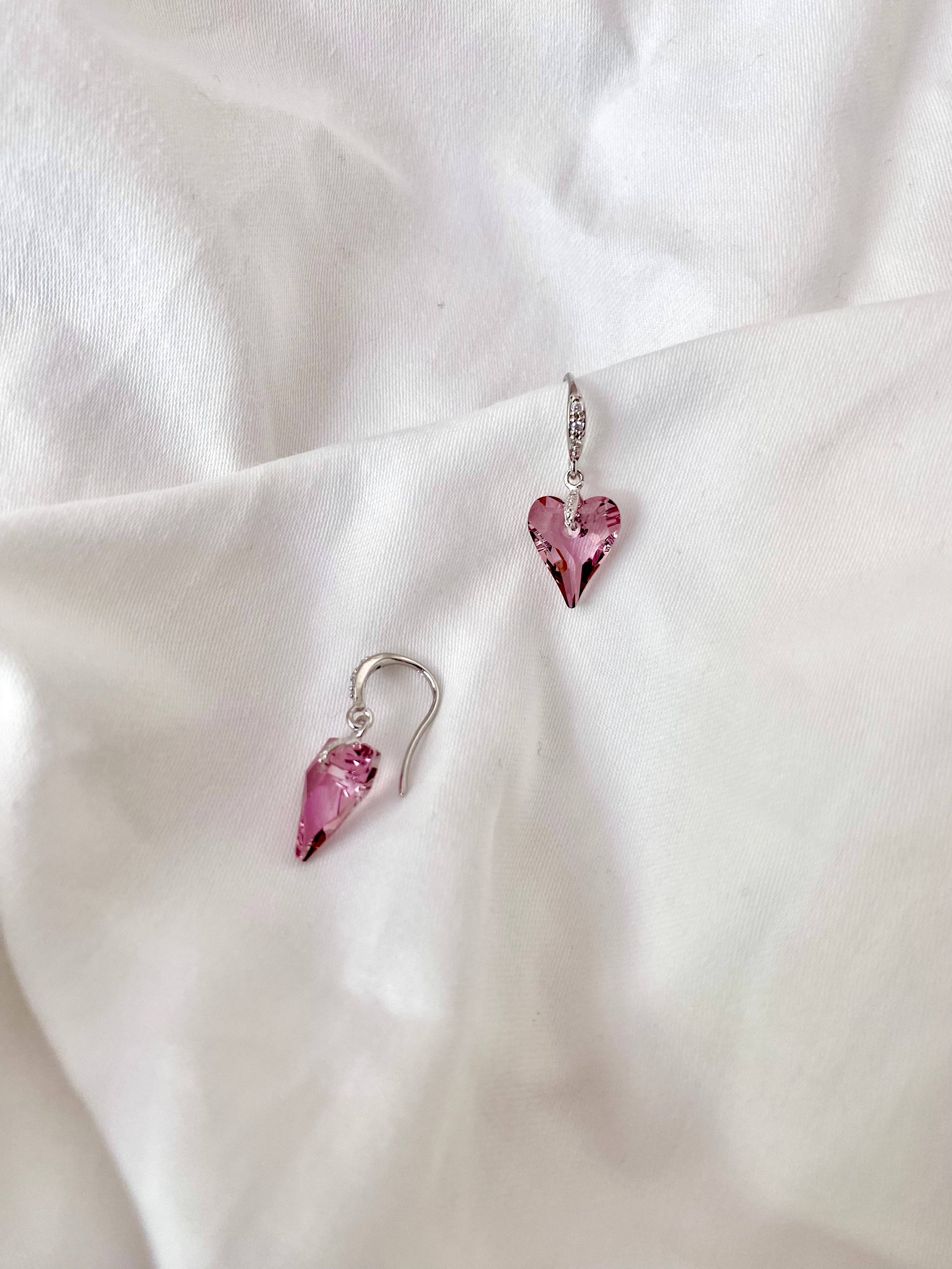 Swarovski Heart Crystal Drop Earrings (2 colours) – Lilio Jewelry