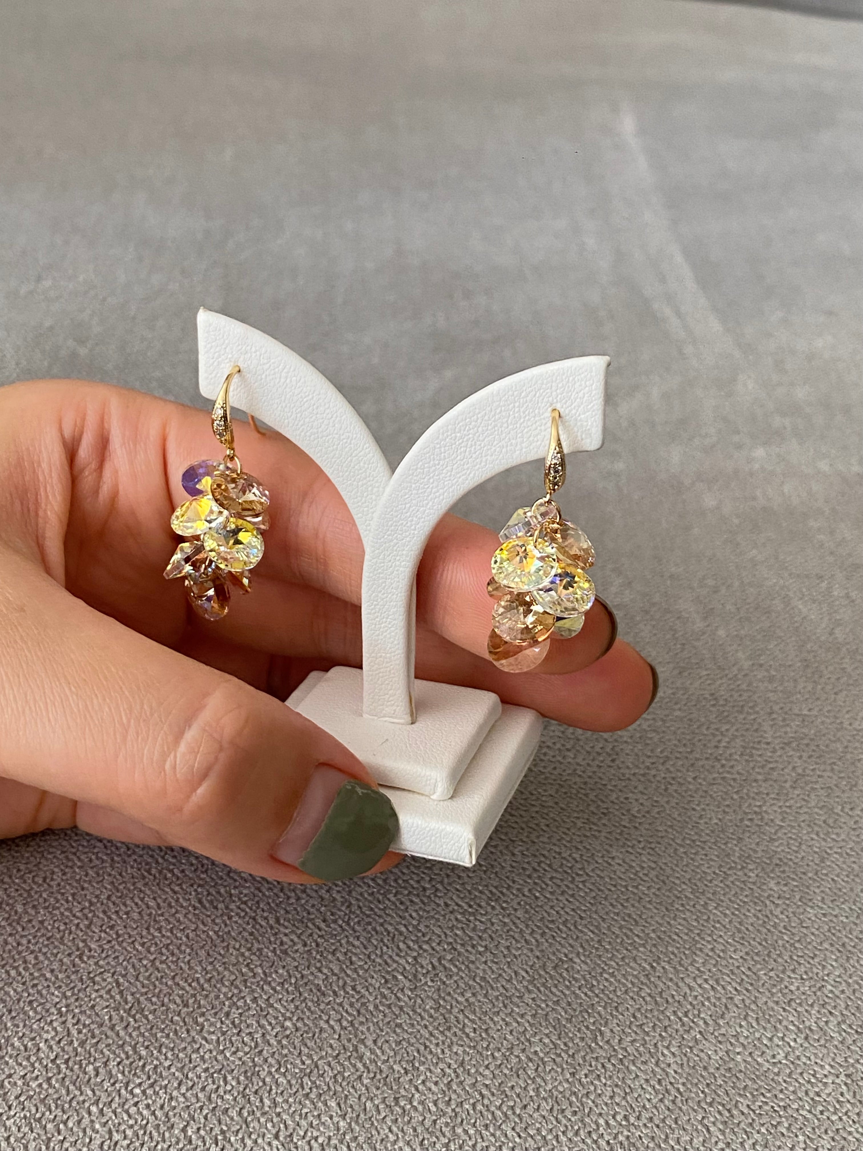 Swarovski Cluster Drop Earrings (3 colours) – Lilio Jewelry