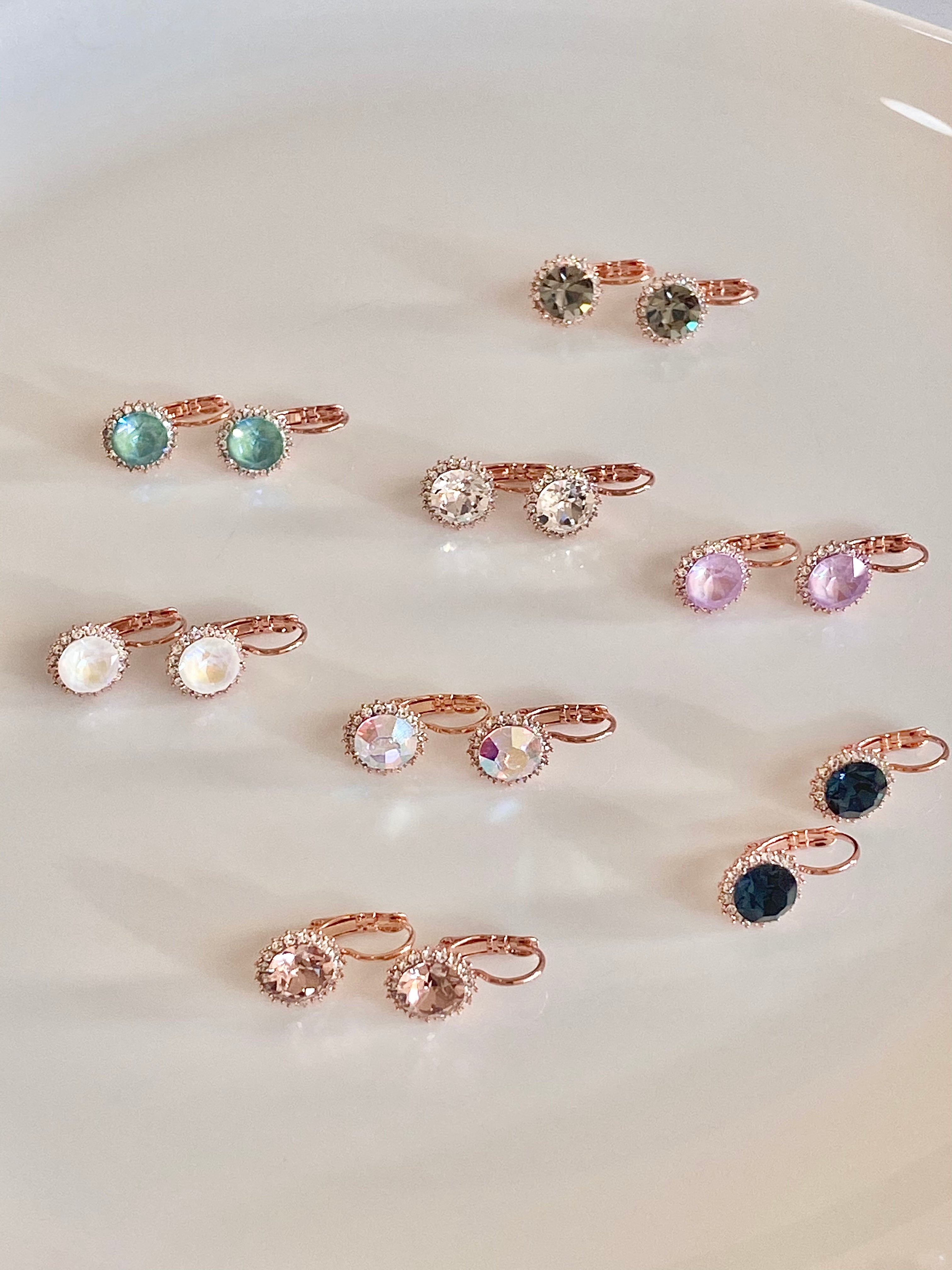 Swarovski Round Halo Earrings – Lilio Jewelry
